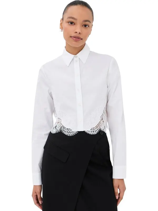 Versace Lace Trimmed Poplin Shirt - Optical White