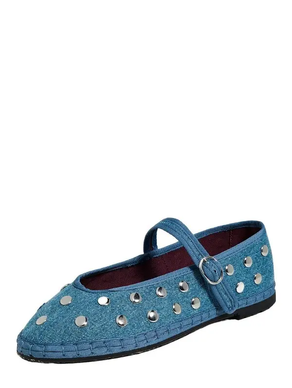 FLABELUS Mae Embellished Flats - Denim