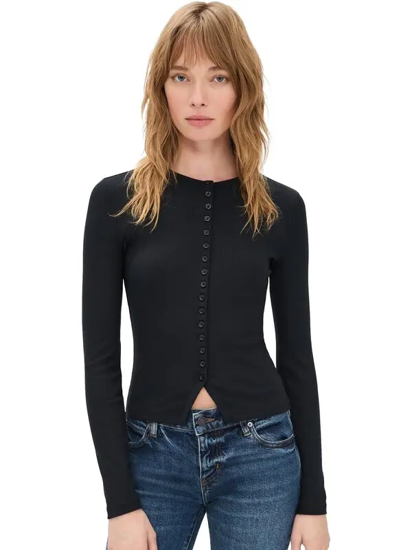 FRAME The Rib Splay Top - Black