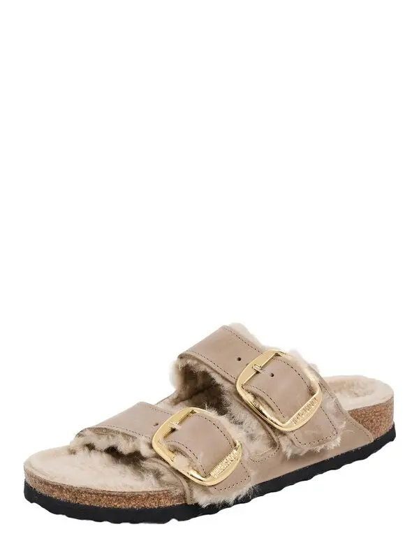 BIRKENSTOCK Arizona Big Buckle Shearling Sandals - Tobacco Brown