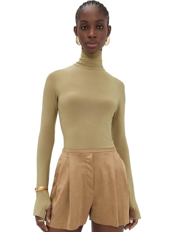Norma Kamali Slim Fit Long-sleeve Turtleneck Top - Camel