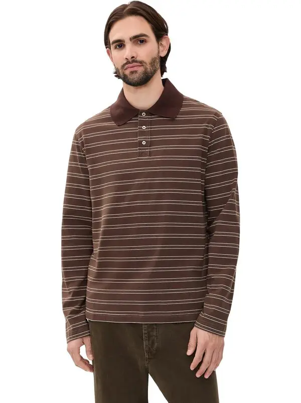 A.p.c. A. P.c. Polo Manches Longues Raye Polo Shirt - Caa Brown