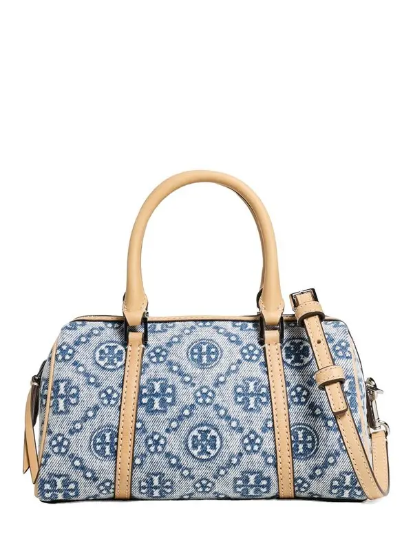 Tory Burch T Monogram Denim Mini Barrel Bag - Powder Blue