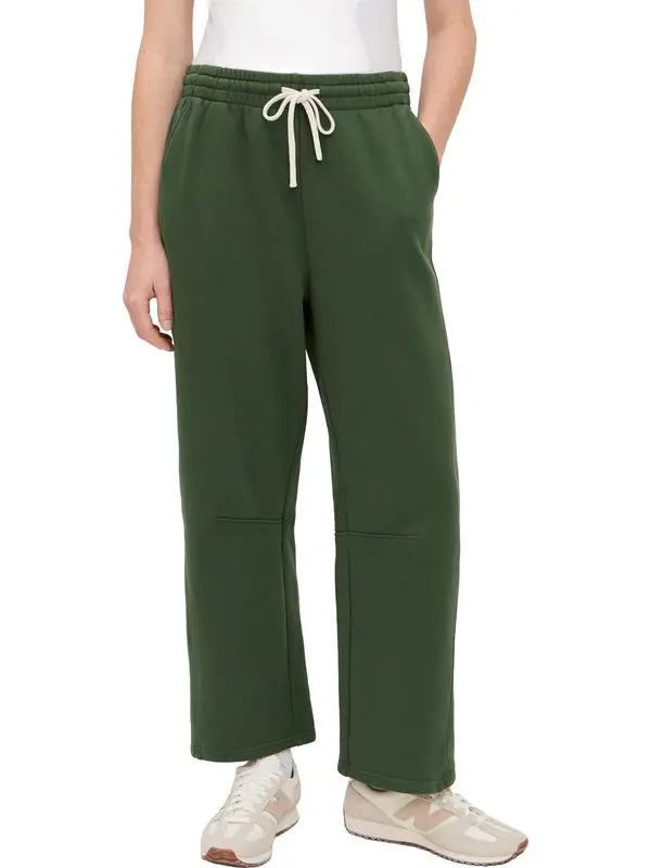 PERFECTWHITETEE Structured Fleece Barrel Pants - Fern Green