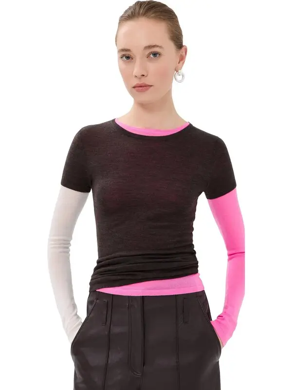 Christopher Esber Cipolla Double Layer Merino Long Sleeve Tee - Neapolitan