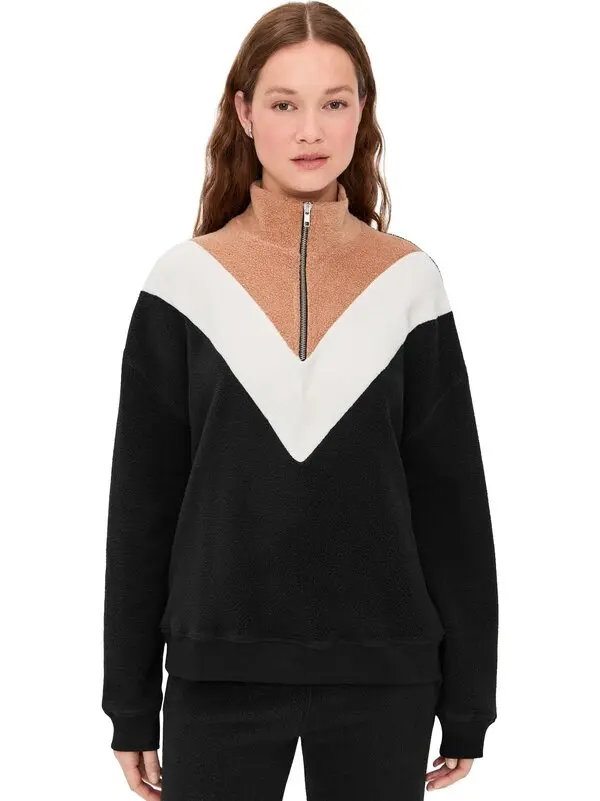 The Great. Colorblock Plush Chalet Sweatshirt - Almost Black