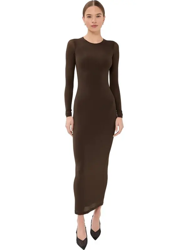Wardrobe.NYC Sheer Midi Dress - Dark Brown