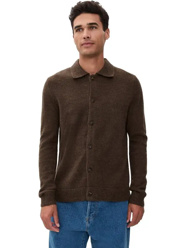 RHYTHM Mohair Button-up Knit - Chocolate