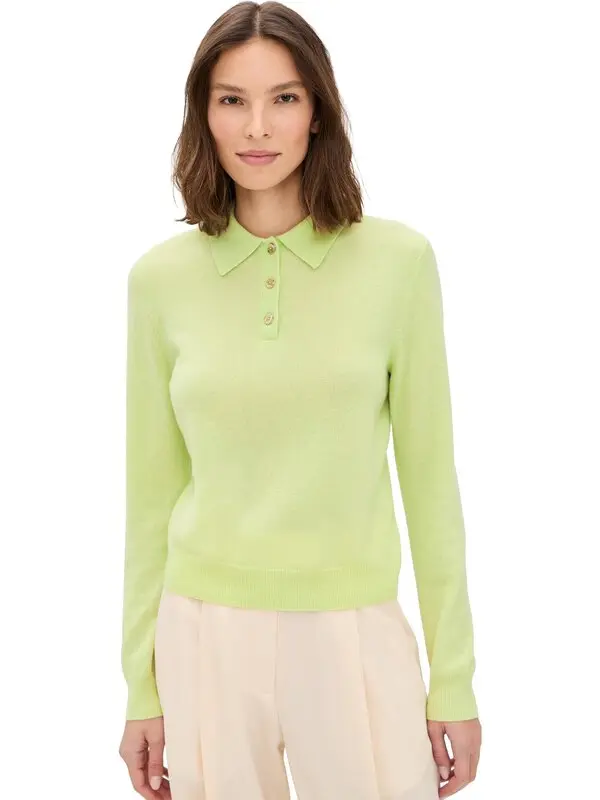 Renggli Cashmere Long-sleeve Polo - Lime