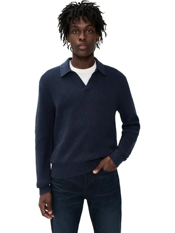 Madewell Shaker-stitch Polo Sweater - Cool Navy