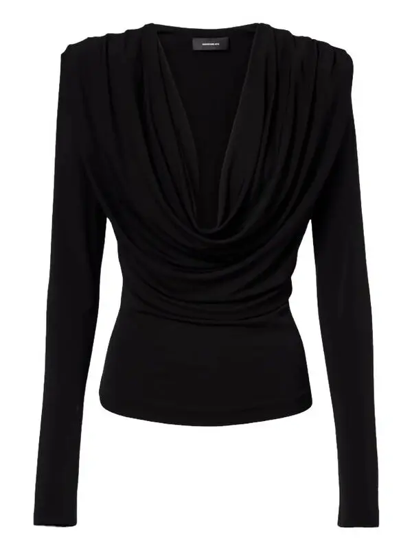 Wardrobe.NYC Evening Cowl Neck Top - Black
