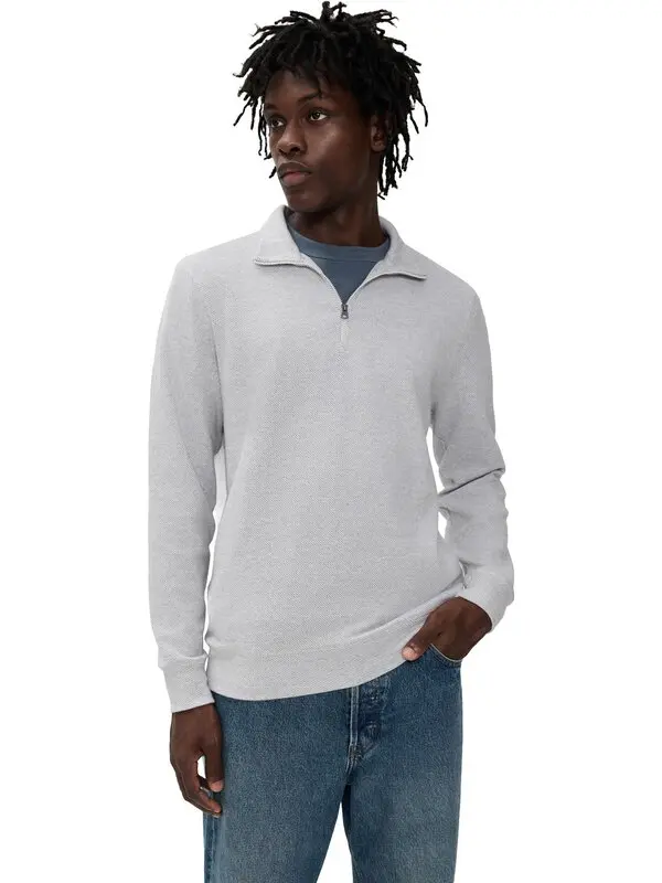 Faherty Brand Legend Quarter Zip Sweater - Light Heather Grey