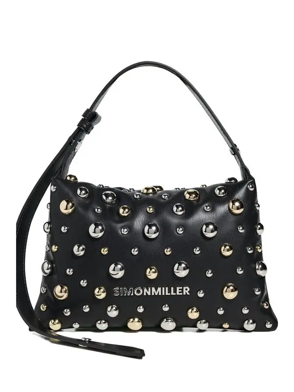 SIMONMILLER Studded Mini Puffin Bag - Black/silver/gold