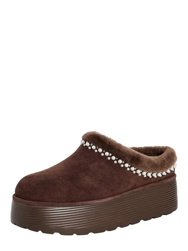 STUART WEITZMAN Nellie Pearl Flatform Mules - Walnut