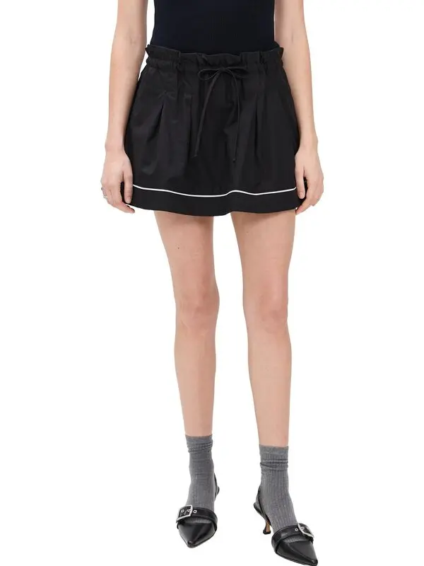 LE BOP Pleated Poplin Mini Skirt - Black/white