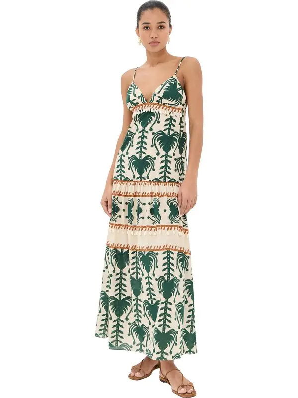 Johanna Ortiz Keeper Maxi Dress - Ecru/green