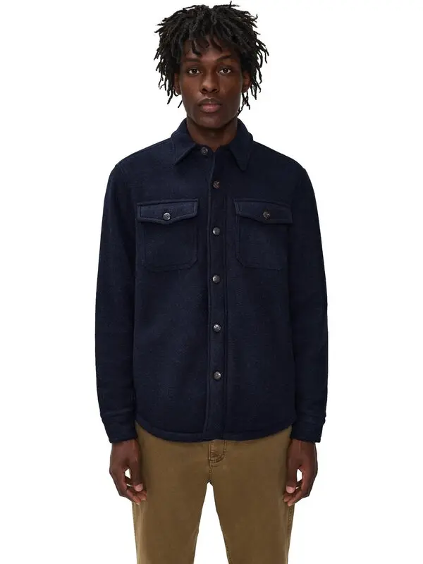 Faherty Brand High Pile Fleece-lined Cpo Jacket - Navy Shadow Twill