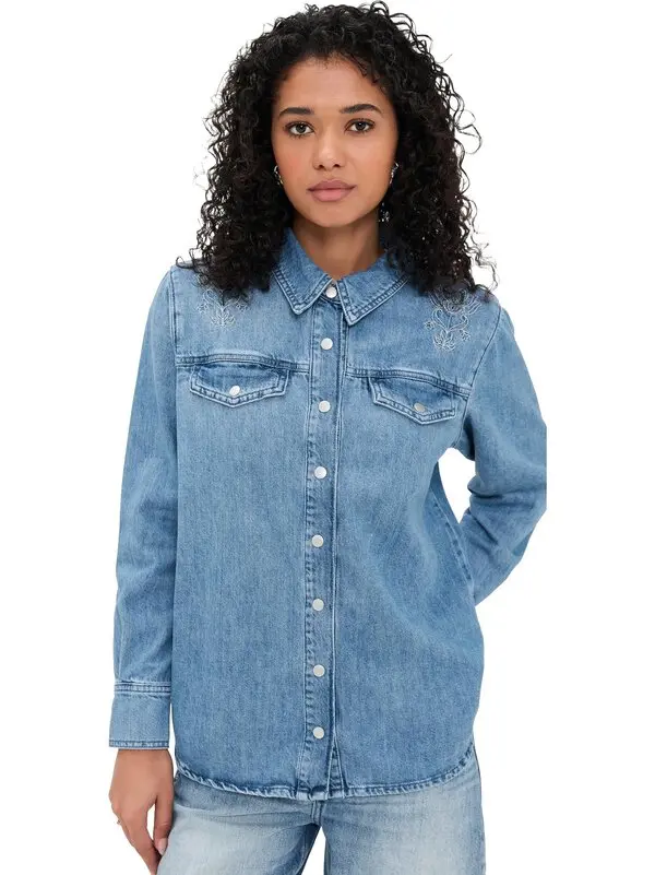 SEVENTY + MOCHI Juno Embroidered Denim Shirt - Malibu
