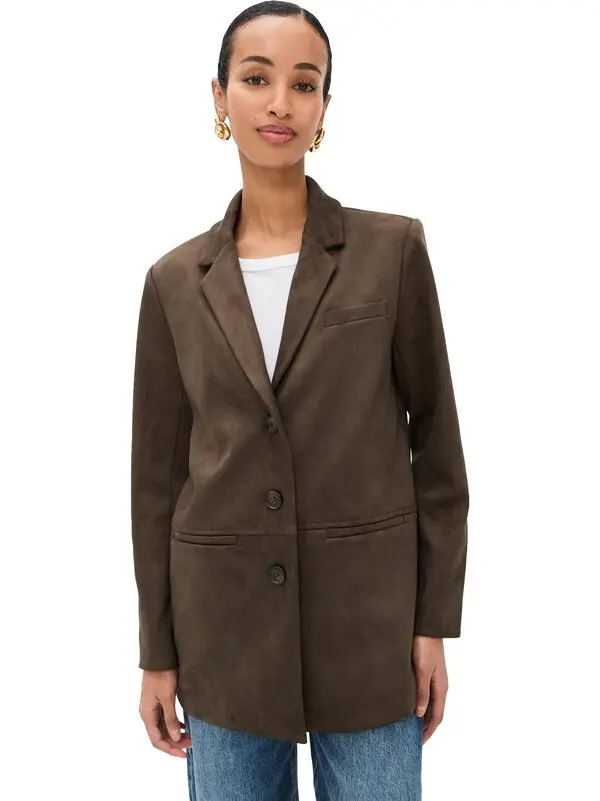 LE BOP Blair Faux Suede Blazer - Coffee