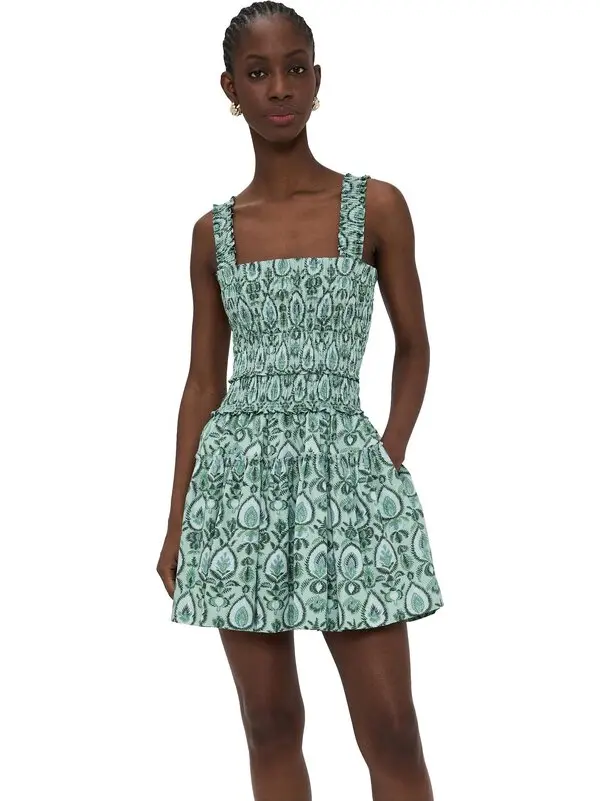 Hill House Home The Azalea Mini Nap Dress - Green Palm Ikat