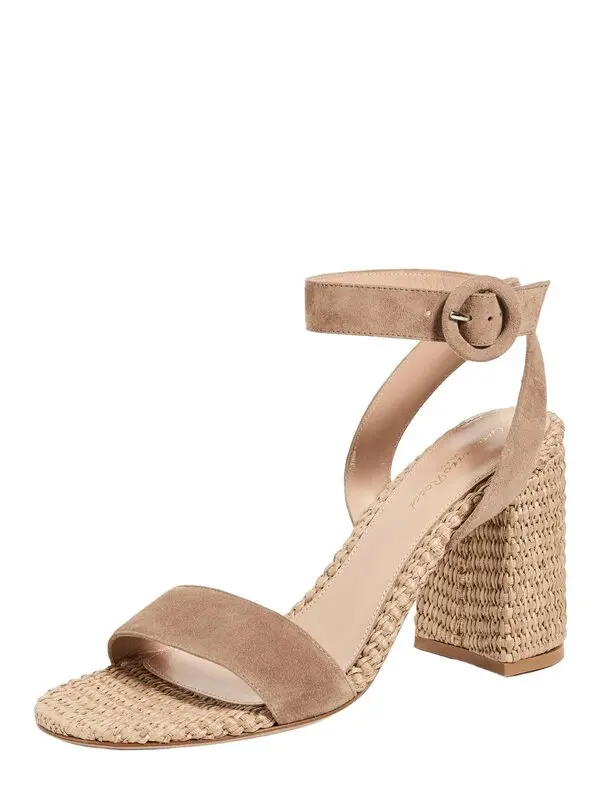 GIANVITO ROSSI Luana Camoscio Marbella Heels - Camel+natural