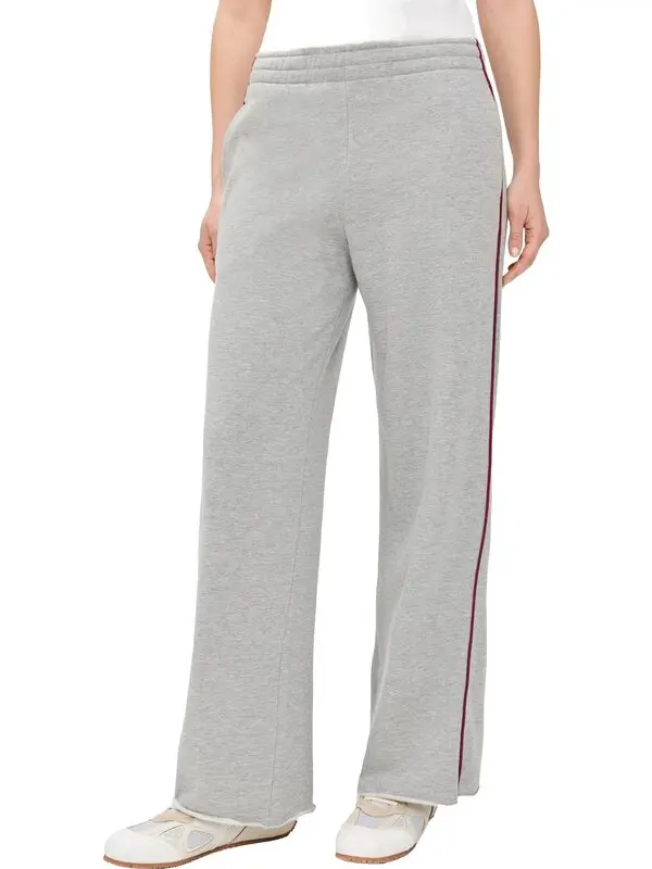 STATE & LAKE Pippa Track Pants - Heather Grey/burgundy