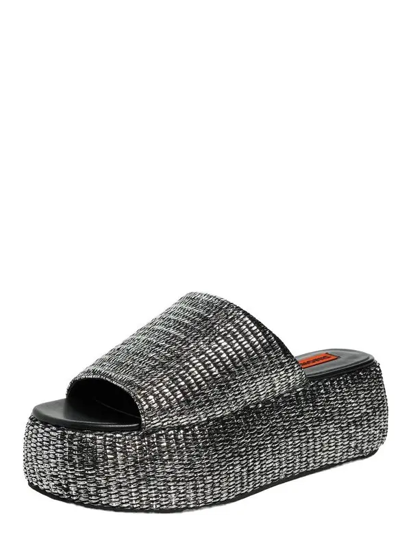 SIMONMILLER Metallic Raffia Cloudy Platform Sandals - Black/silver