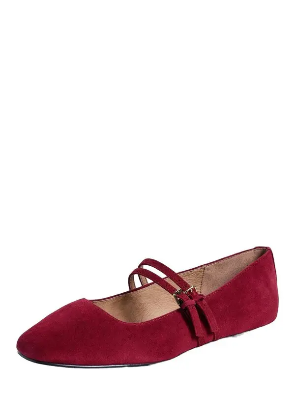 Madewell Greta Two-strap Suede Flats - Wild Cranberry