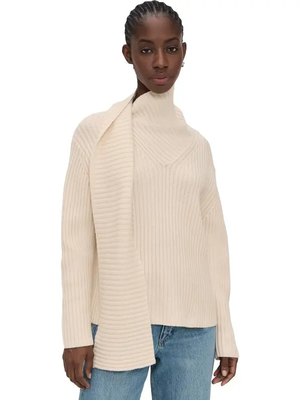 Joe's Jeans Ribbed Knit Scarf Sweater - Ecru