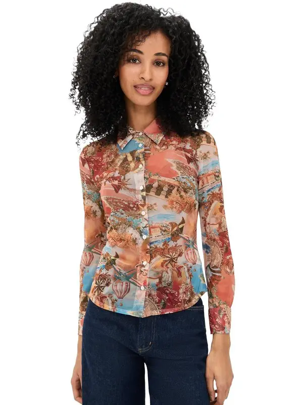 L'Agence Indiana Fitted Blouse - Multi Collage