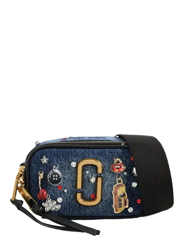 Marc Jacobs Trinket Charm Denim Snapshot Bag - Medium Wash Multi
