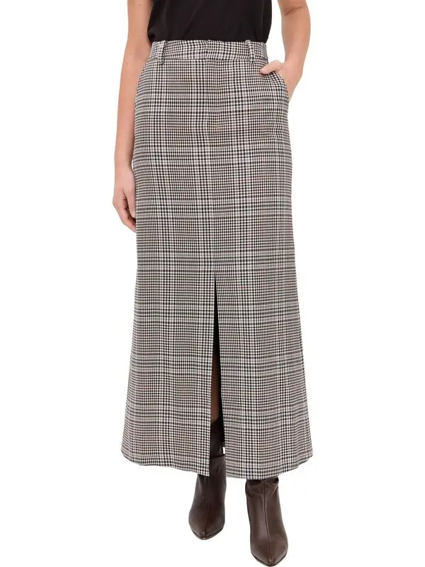 LE BOP Roxy Checked Skirt - Tan Plaid