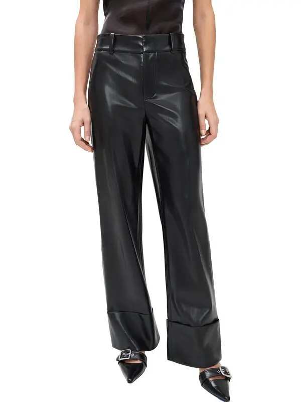 Alice + Olivia Alexander High-rise Vegan Leather Pants - Black