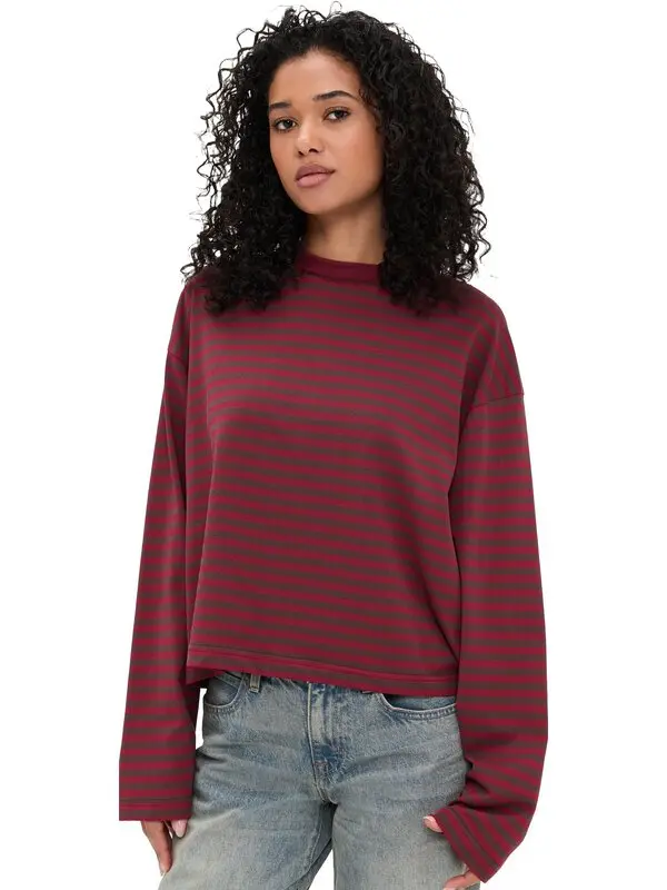 Lioness Bloom Long Sleeve Tee - Chocolate Wine Stripe