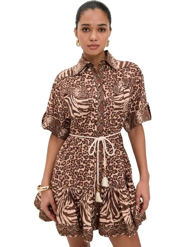 Zimmermann Wanderlust Lantern Mini Dress - Spliced Print