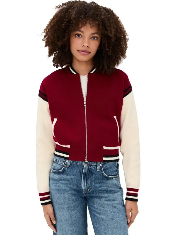 STATE & LAKE Blake Varsity Jacket - Burgundy/white/black