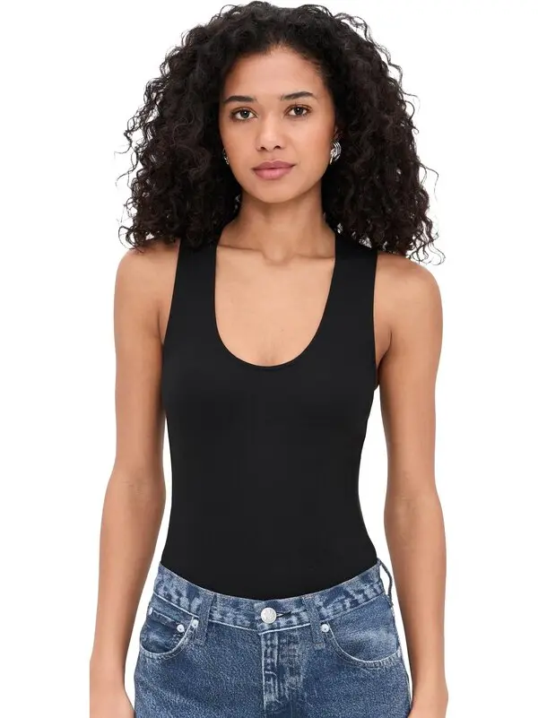 Rag & Bone Irina U Neck Thong Bodysuit - Black