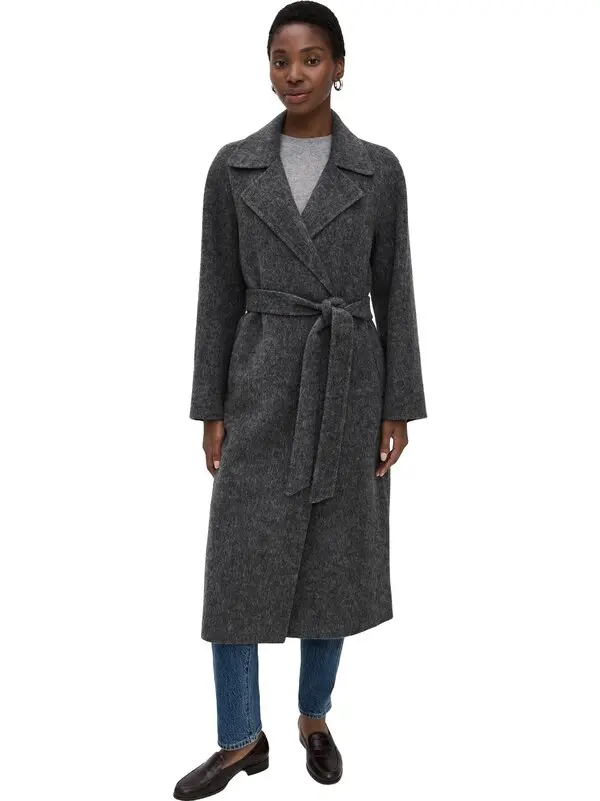 ALEX MILL Georgia Wrap Coat In Wool Alpaca - Dark Grey