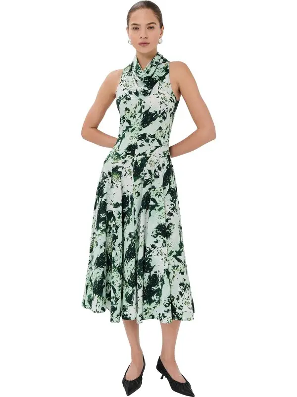 Proenza Schouler Adelaide Printed Midi Dress - Dark Green Multi