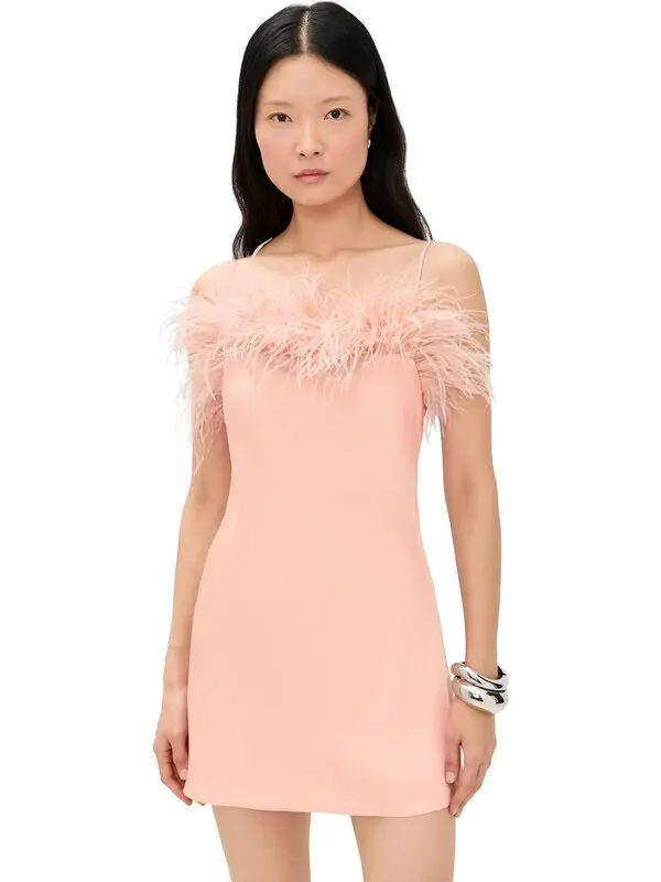 A.L.C. Opal Feather-trim Dress - Dusty Rose
