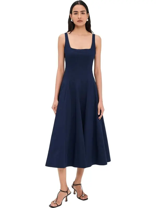 Staud Wells Midi Dress - Navy