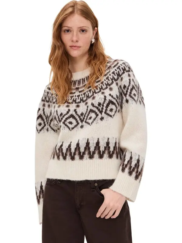 Madewell Fair Isle Boxy Sweater - Brown Fair Isle