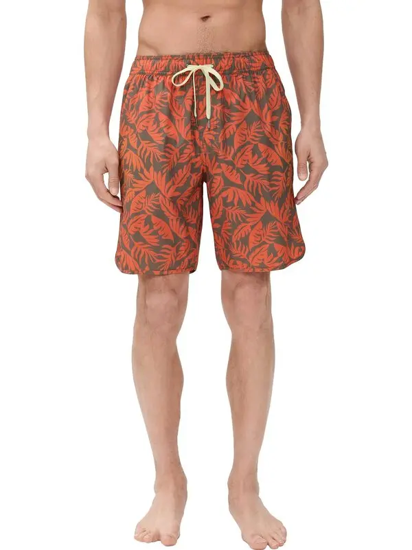 FAIR HARBOR Anchor Swim Trunks - Orange Leaves