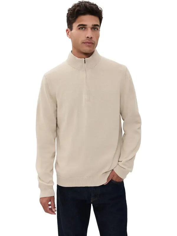RHONE Commuter 1/4 Zip Sweater - Bone