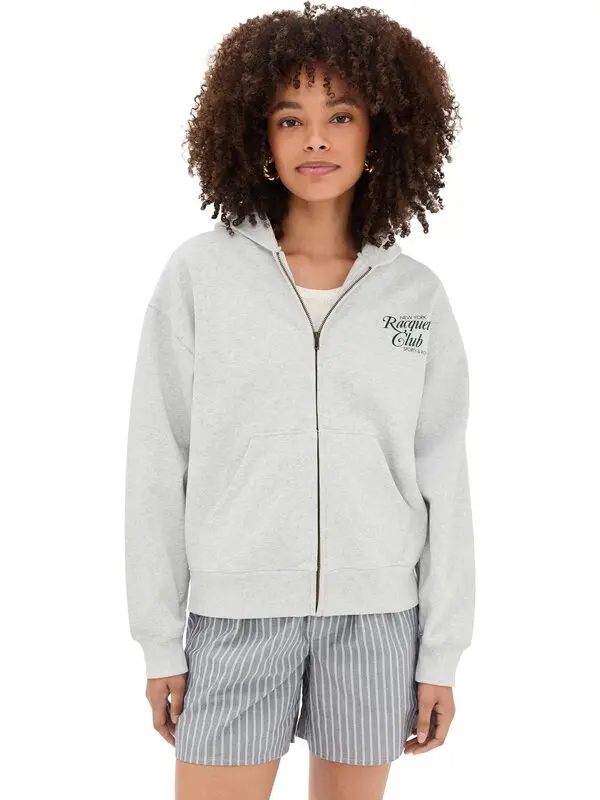 SPORTY & RICH Nyrc Zip-up Hoodie - Heather Gray