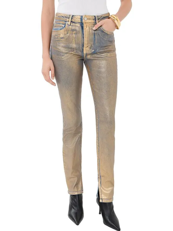 Simkhai Rae Ankle Skinny Jeans - Matte Gold