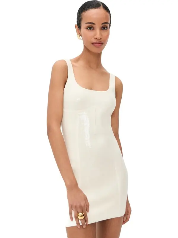 Fleur Du Mal Sequin Knit Corset Mini Dress - Ivory