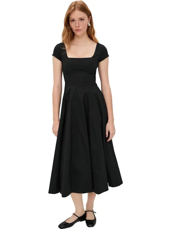 Staud Short Sleeve Wells Dress - Black