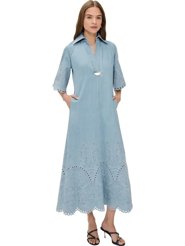 Zimmermann Daylight Denim Midi Dress - Ice Storm