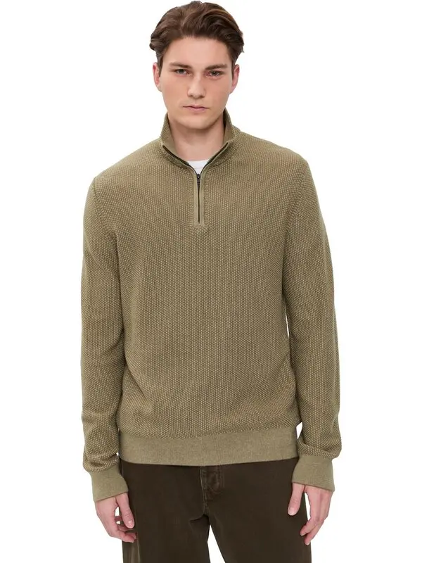 Vince Geo Jacquard Quarter Zip Sweater - Teton/river Sand